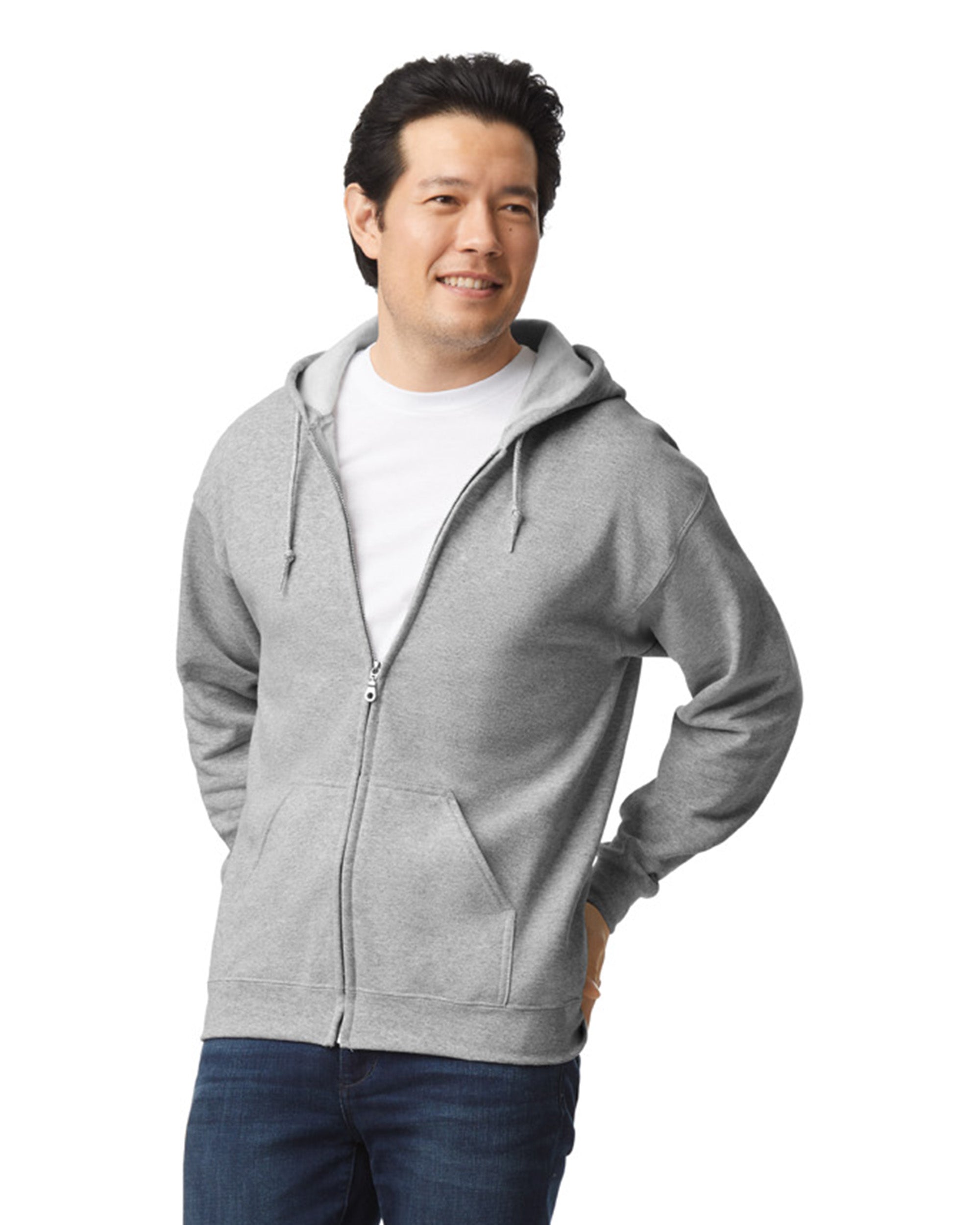 Gildan 18600 Heavy Blend™ Adult Full Zip Hooded Sweatshirt (Sport Gray ...