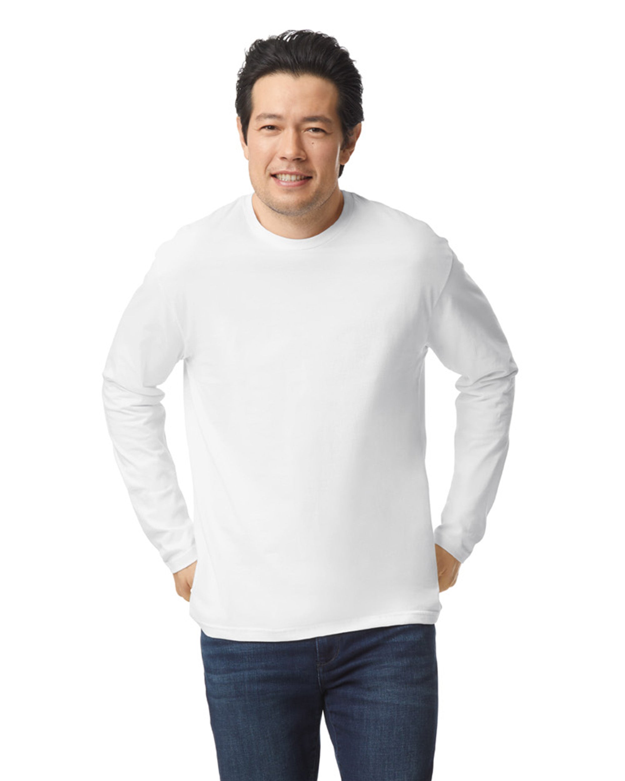 Gildan 64400 Ringspun Softstyle® Long Sleeve Adult Tee (White ...